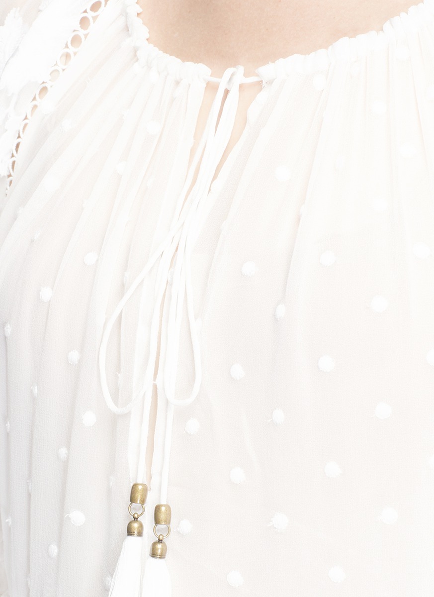 Zimmermann Mercer Bird Floating Silk Georgette Top White Modesens