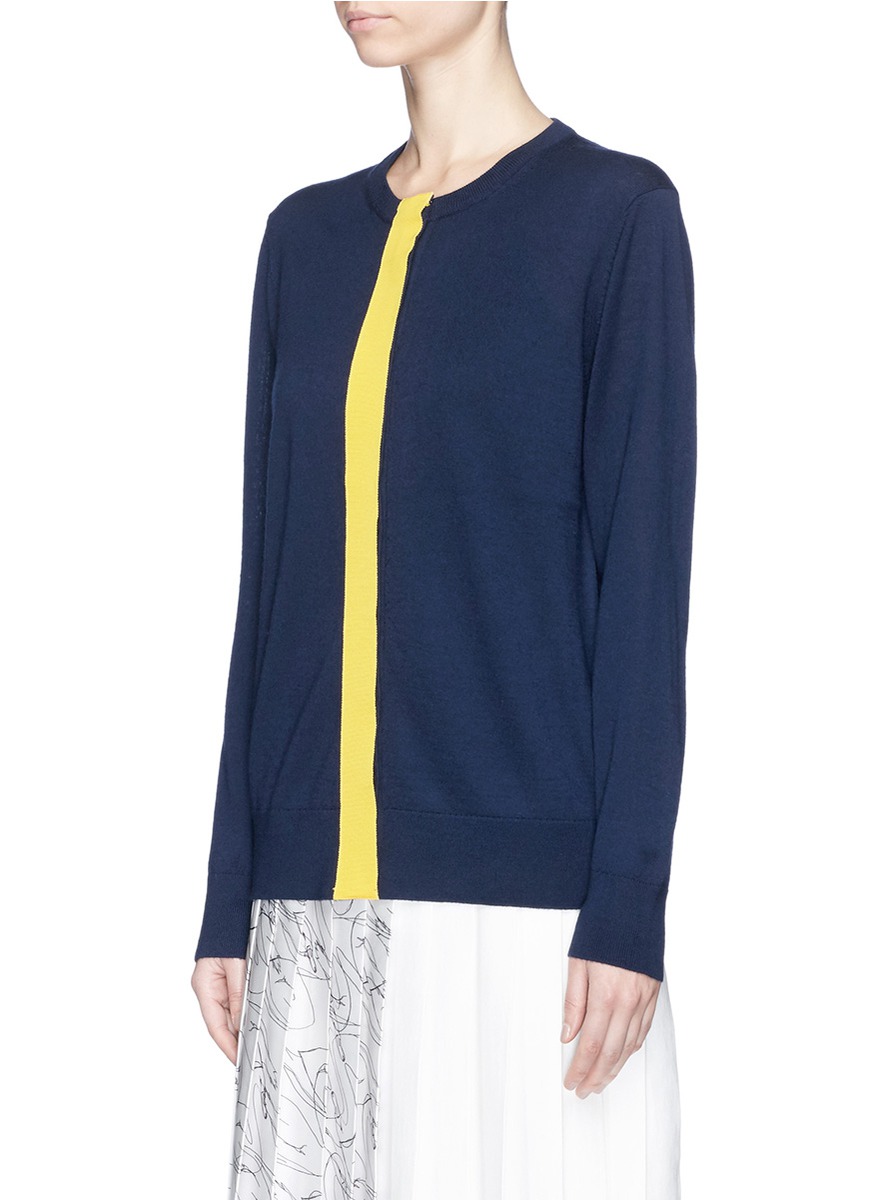 VICTORIA VICTORIA BECKHAM Contrasting Concealed Placket Cardigan | ModeSens