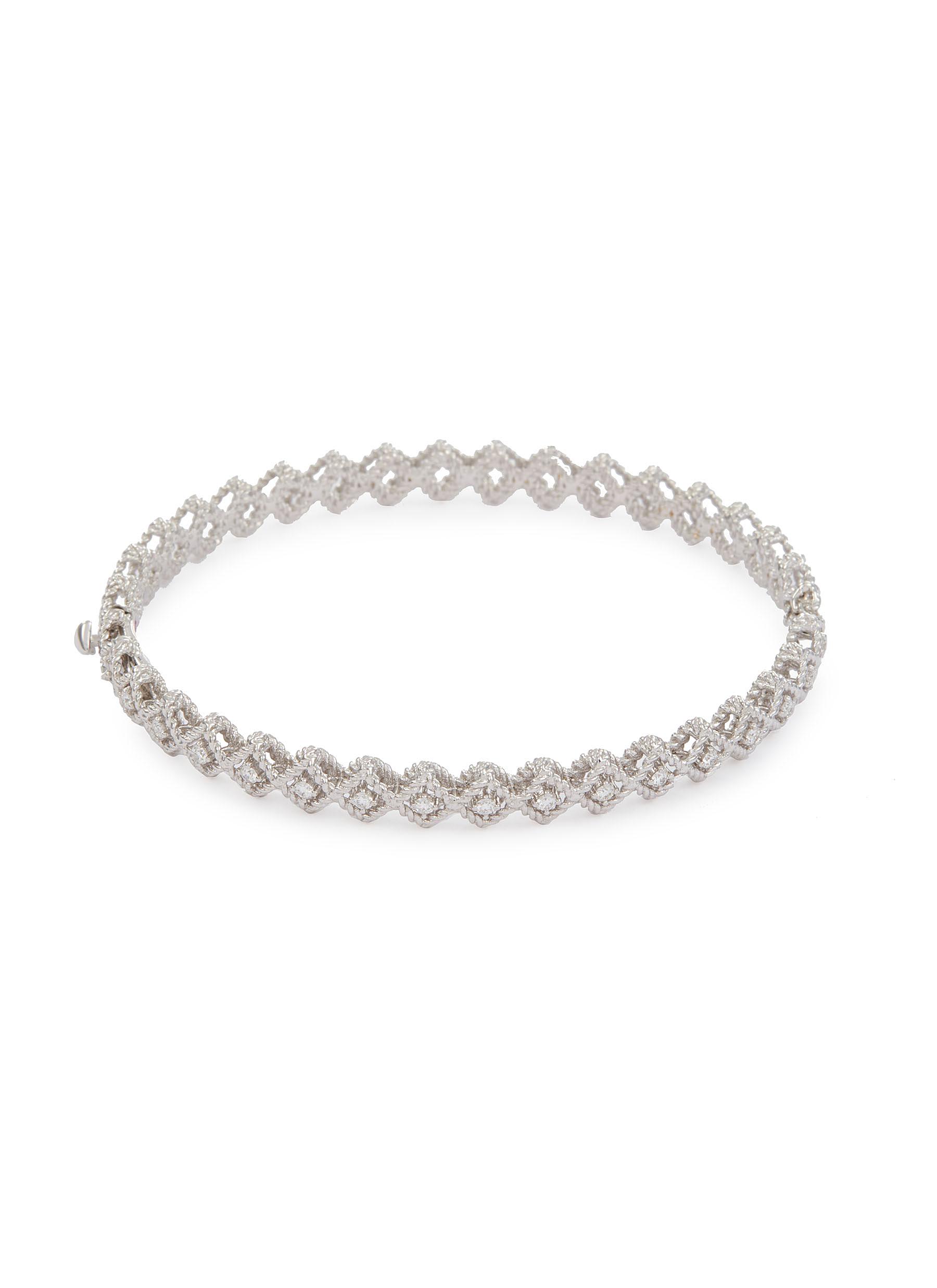 Roberto Coin Roman Barocco Diamond 18k White Gold Bangle In Metallic