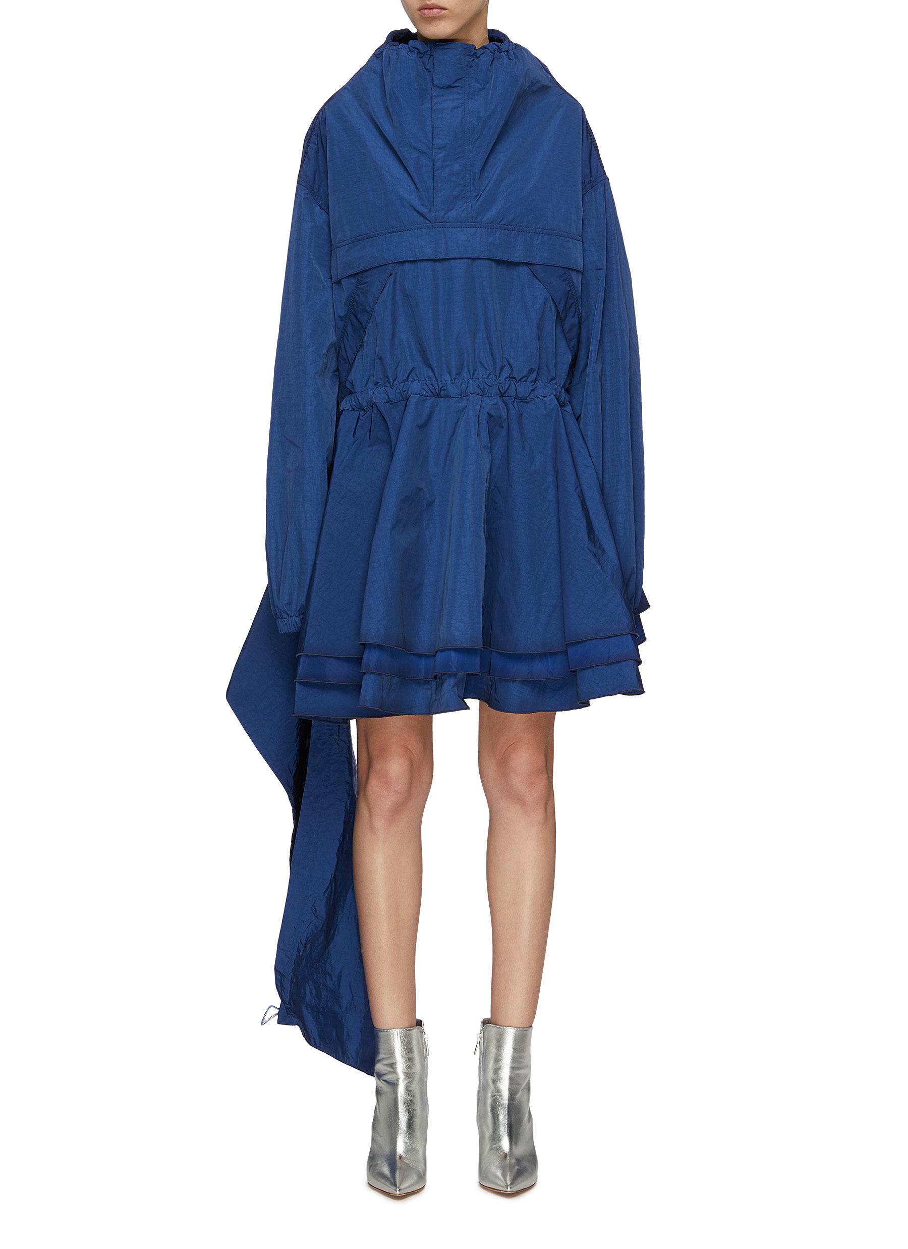 Asymmetric Drape Tiered Gathered Half zip Dress By Ben Taverniti Asymmetric Drape Tiered Gathered Half zip Dress By Ben Taverniti