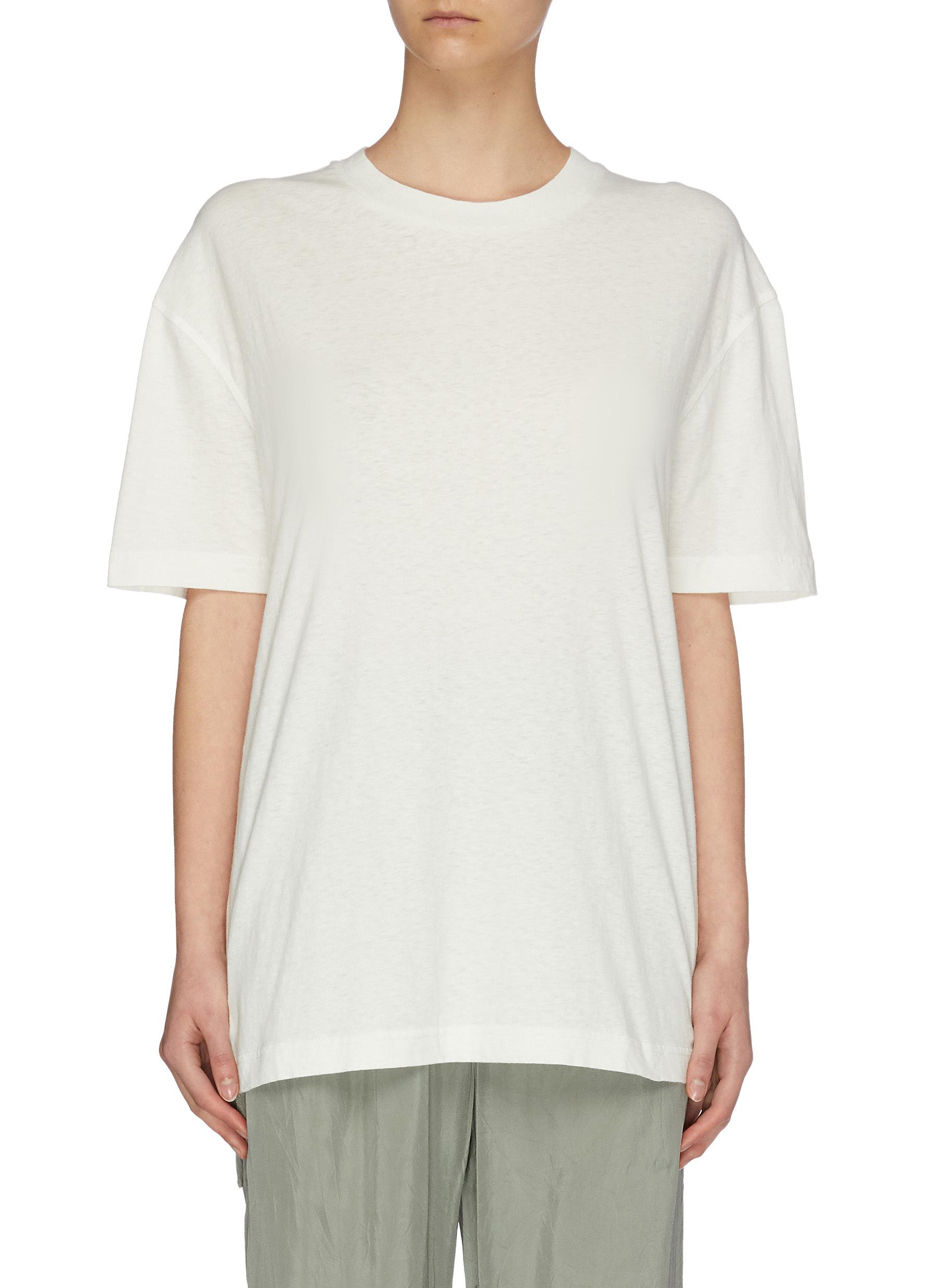 Acne Studios Label Patch Oversized Cotton T-shirt In White | ModeSens