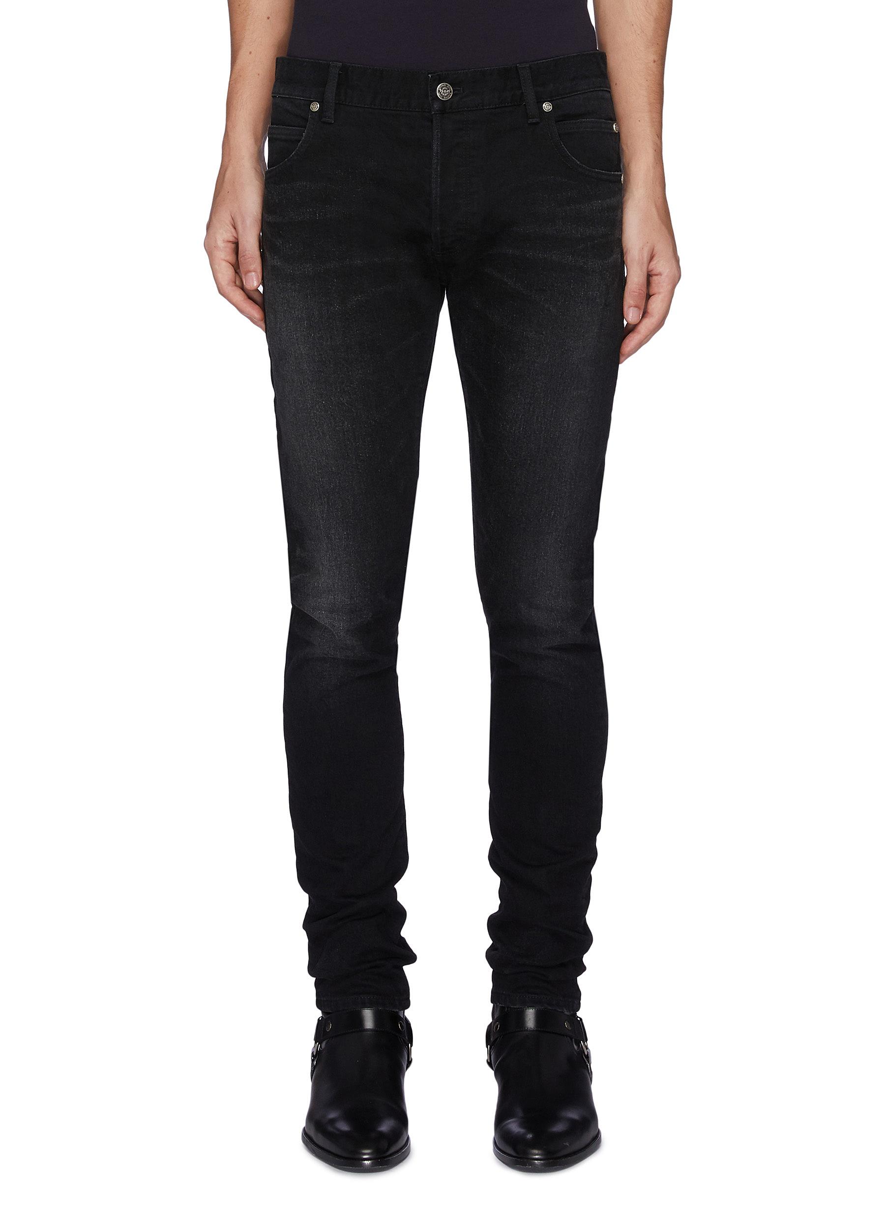 Balmain Clean Slim Fit Six Pocket Jeans In Black | ModeSens