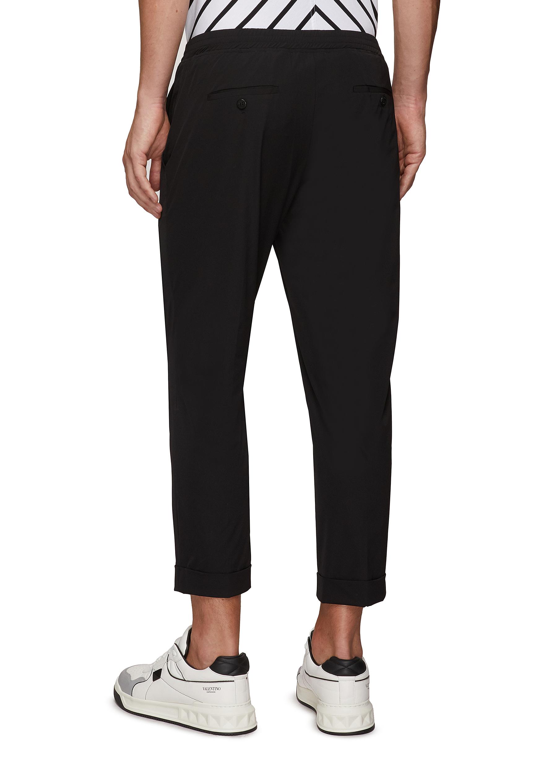 ELASTIC WAIST CUFFED CROP PANTS