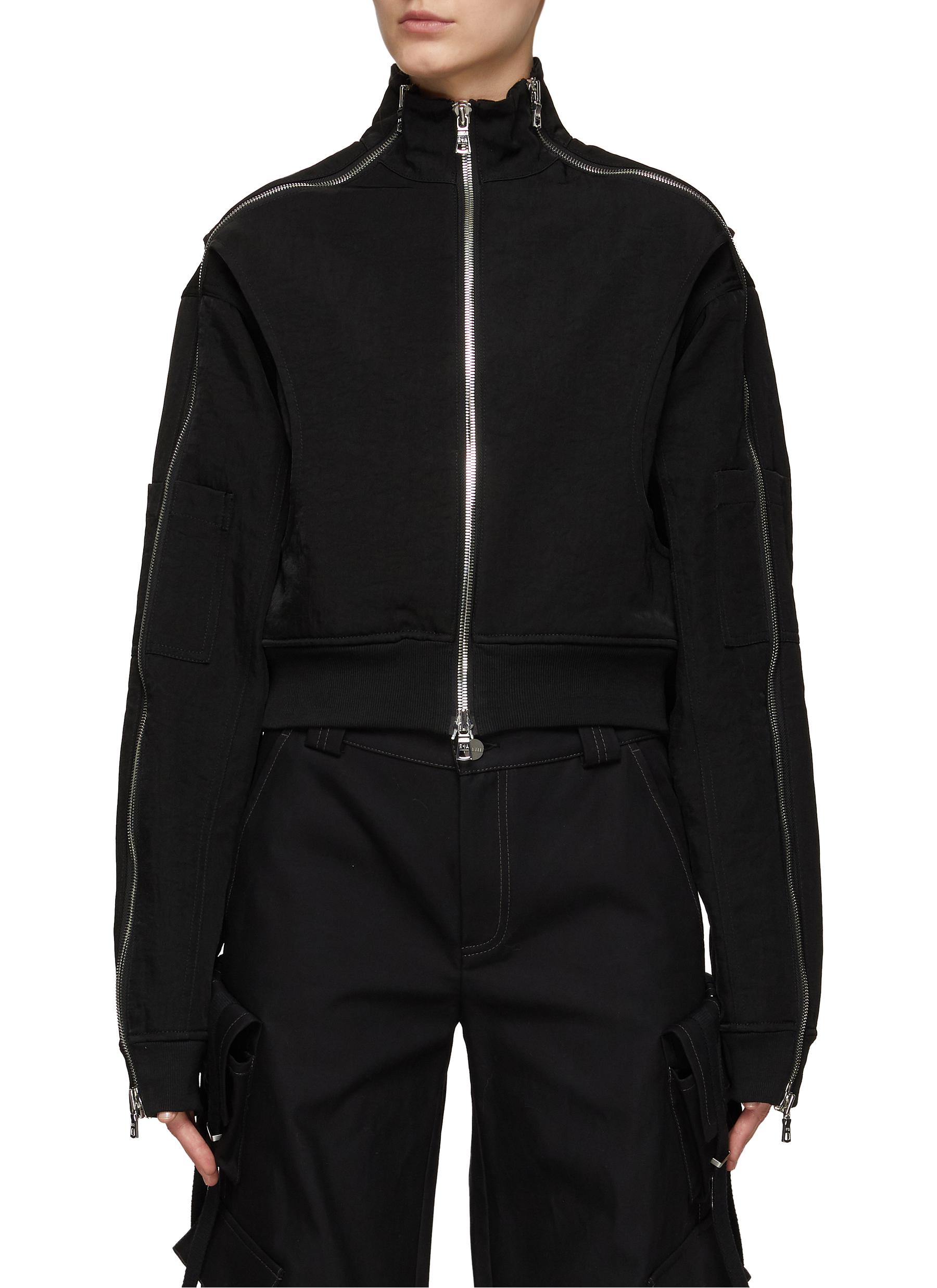 Rta 'dulce' Zipper Nylon Cropped Oversized Bomber Jacket In Black ...