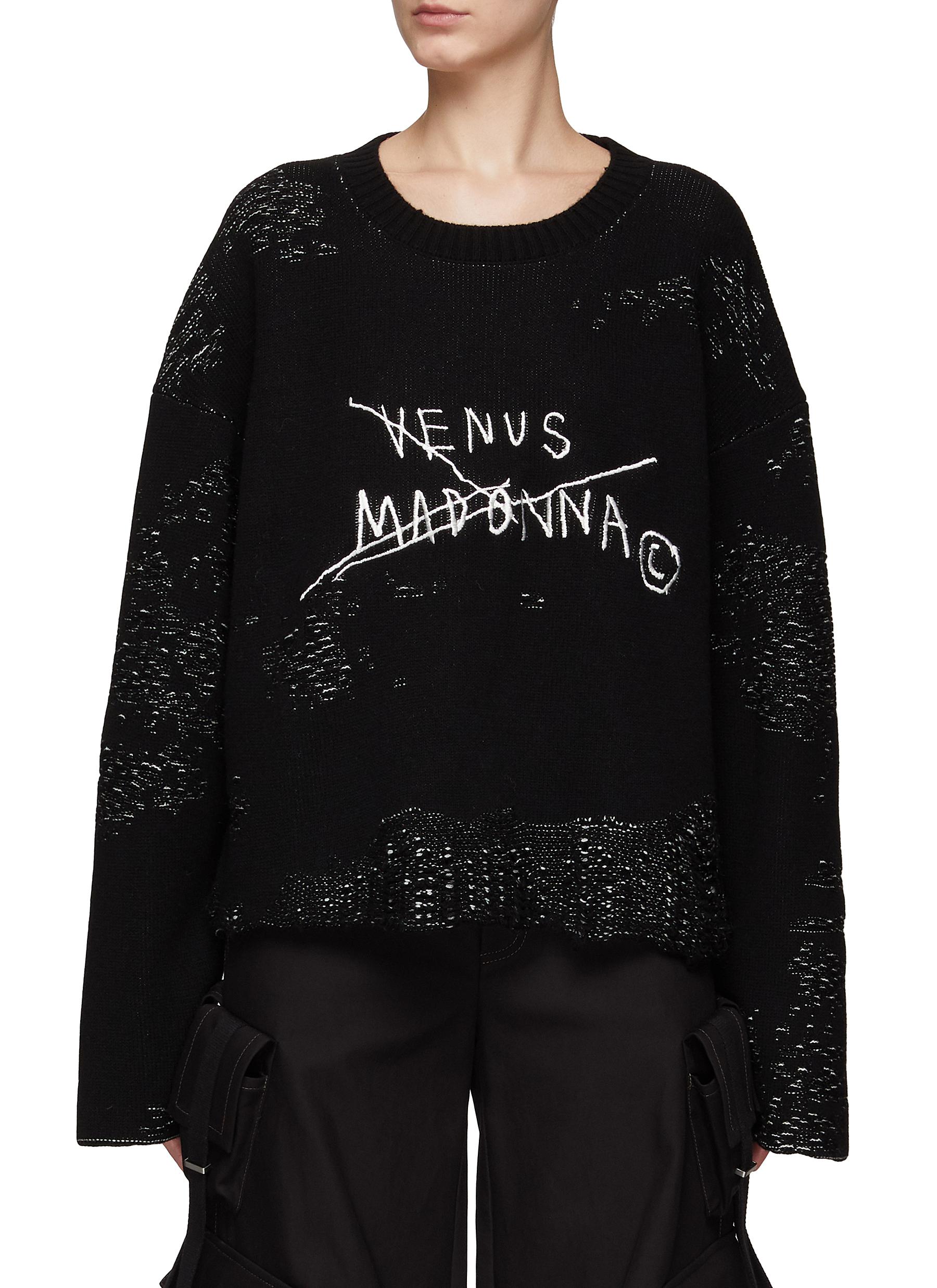 Misbhv Basquiat Edition "venus Madonna" Destroyed Knit Sweater In Black ...