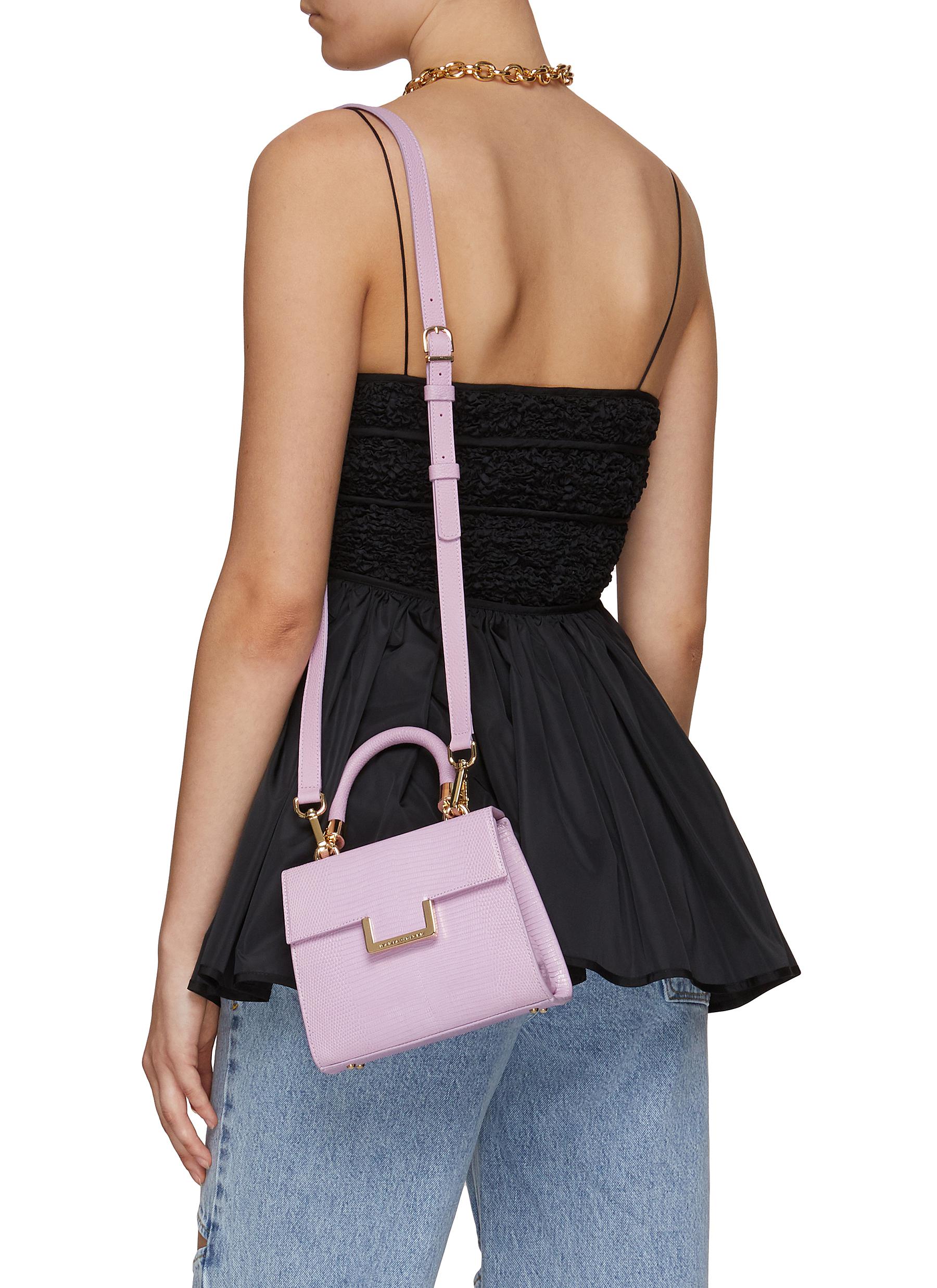 ‘MICHELLE’ MINI TOP HANDLE LIZARD LEATHER BAG