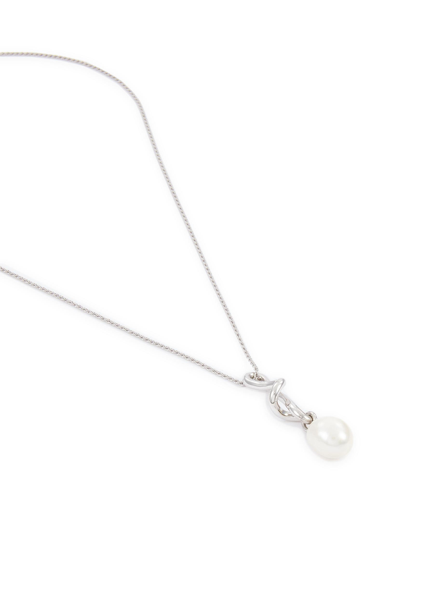 ‘KNOT’ PEARL STERLING SILVER DROP NECKLACE