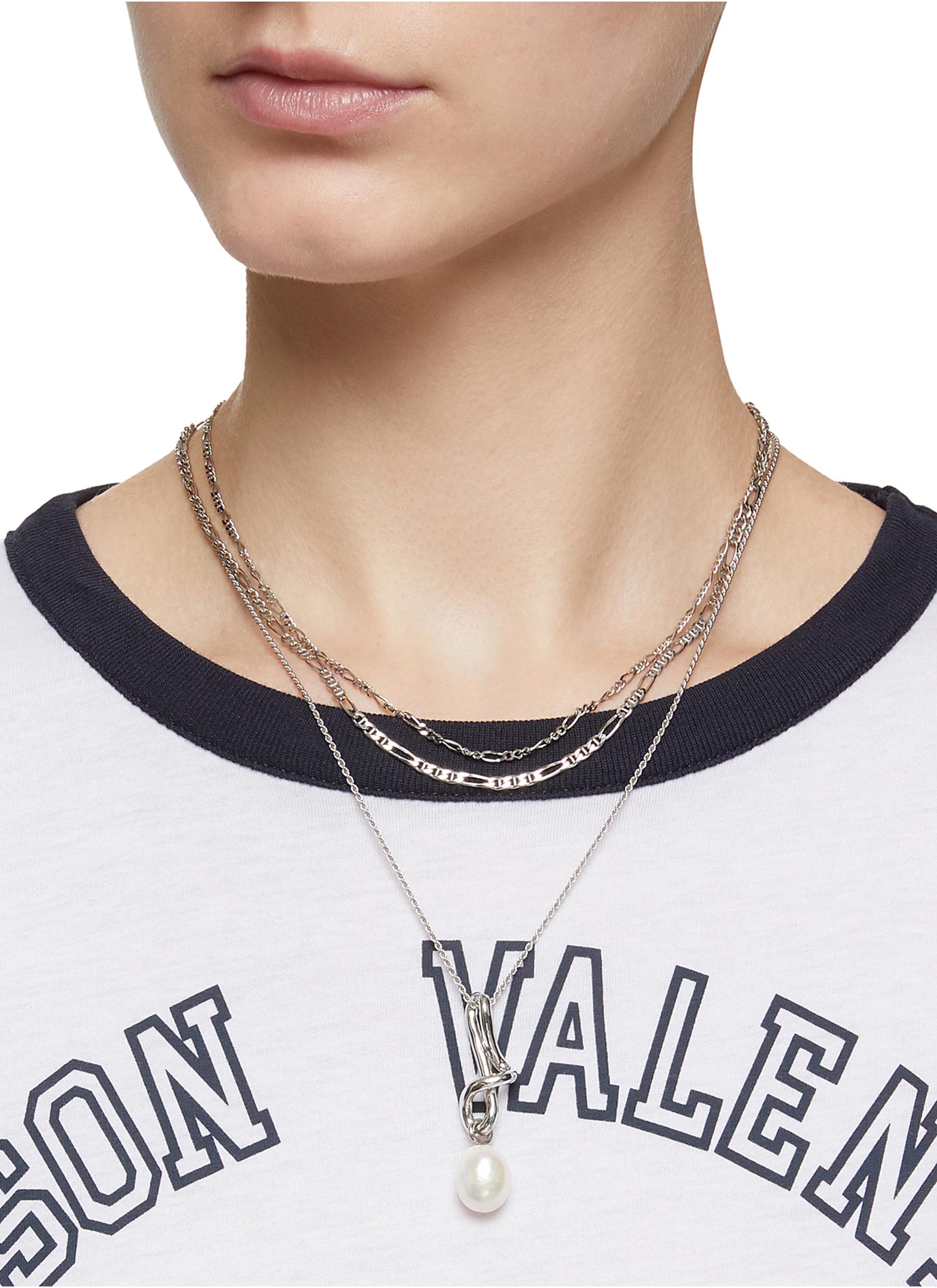 ‘KNOT’ PEARL STERLING SILVER DROP NECKLACE