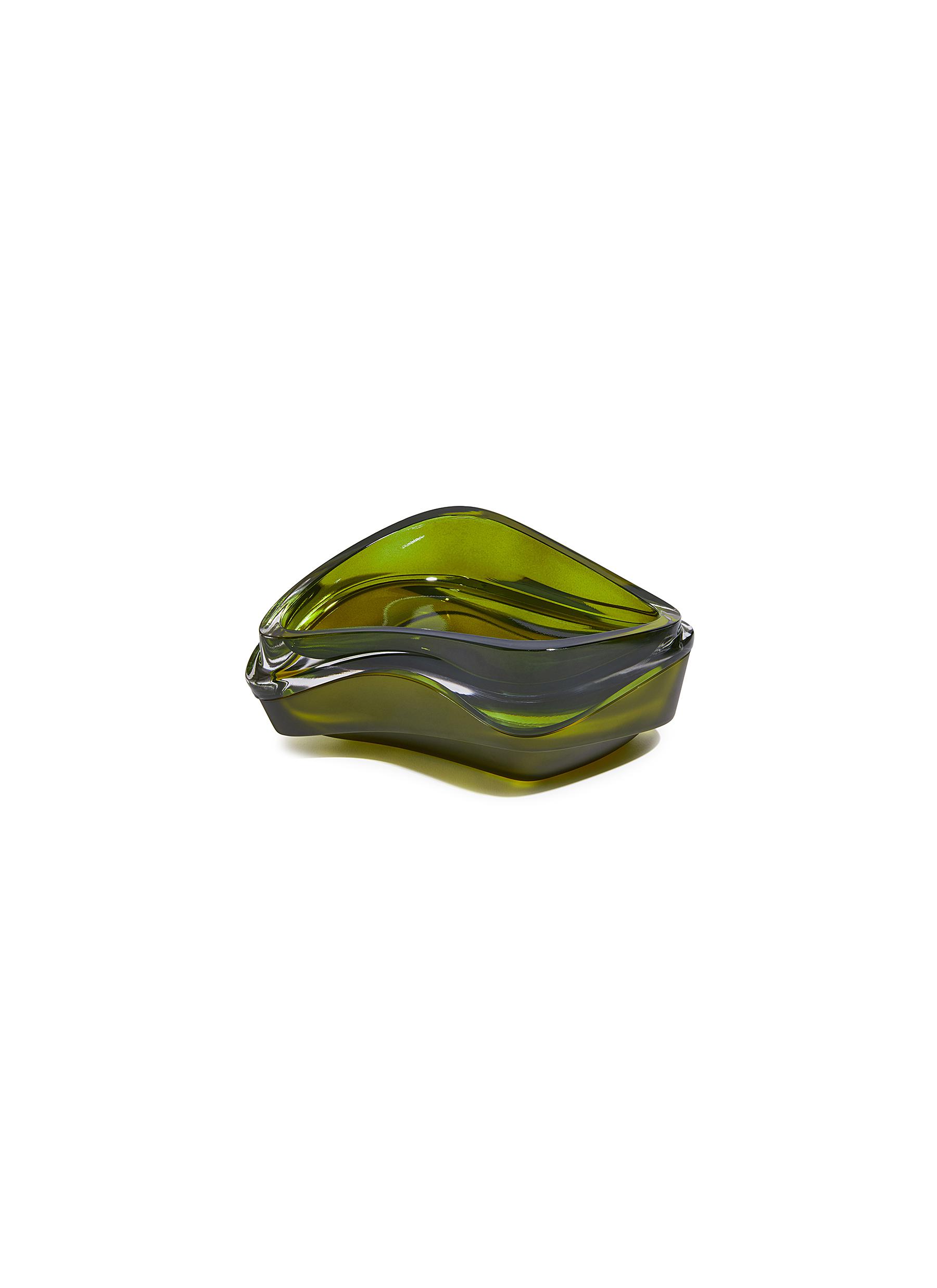 Zaha Hadid Plex Crystal Glass Vessel - Olive Green | ModeSens