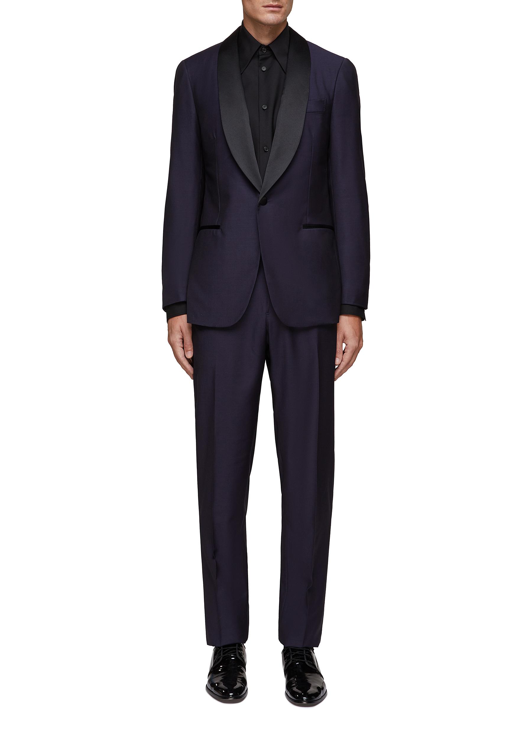 Isaia Single Breasted Shawl Lapel Full Lined Double Vent Tuxedo Suit In ...