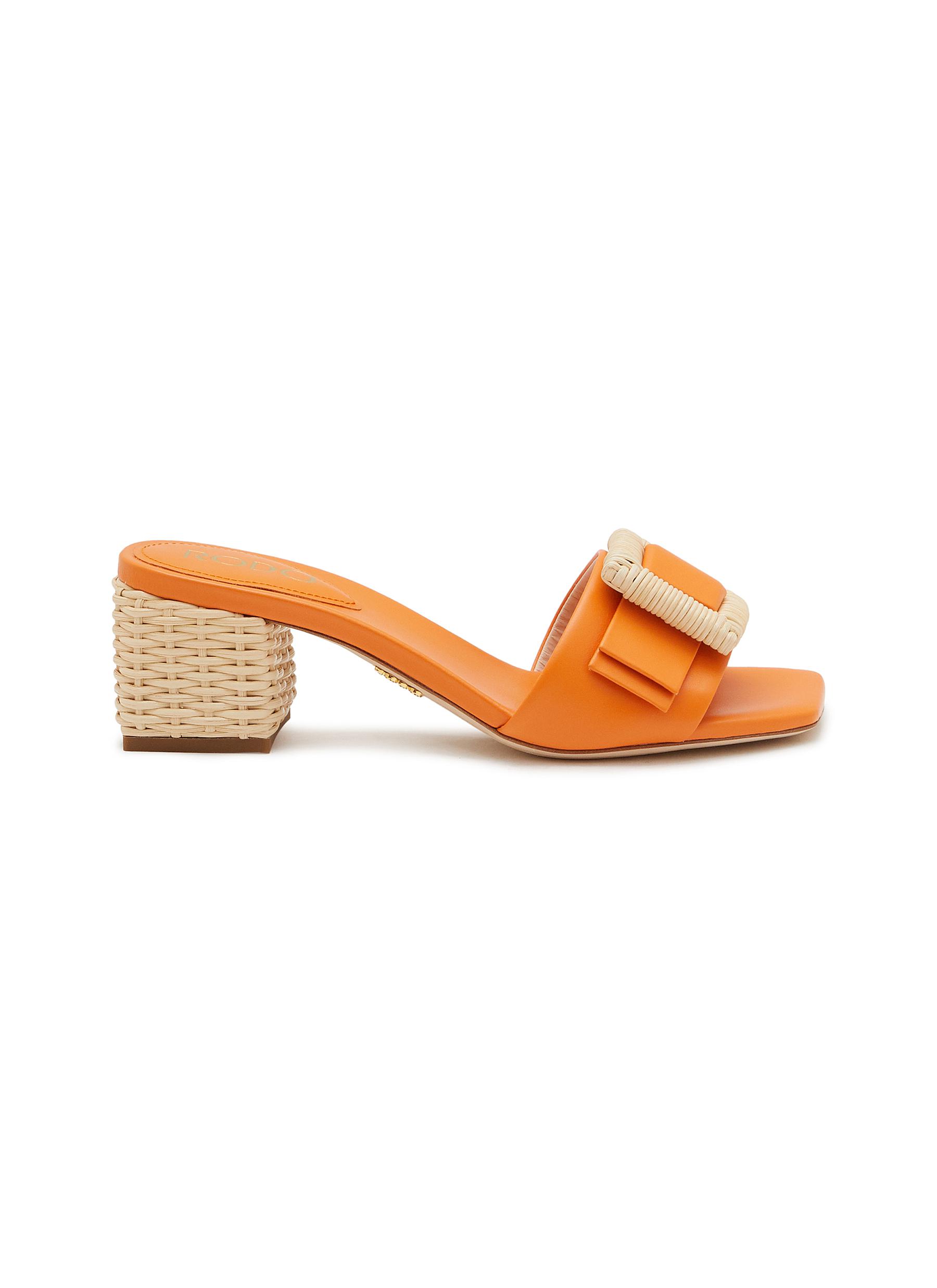 Rodo ‘bonnie' Wicker Buckle Leather Slides In Orange | ModeSens