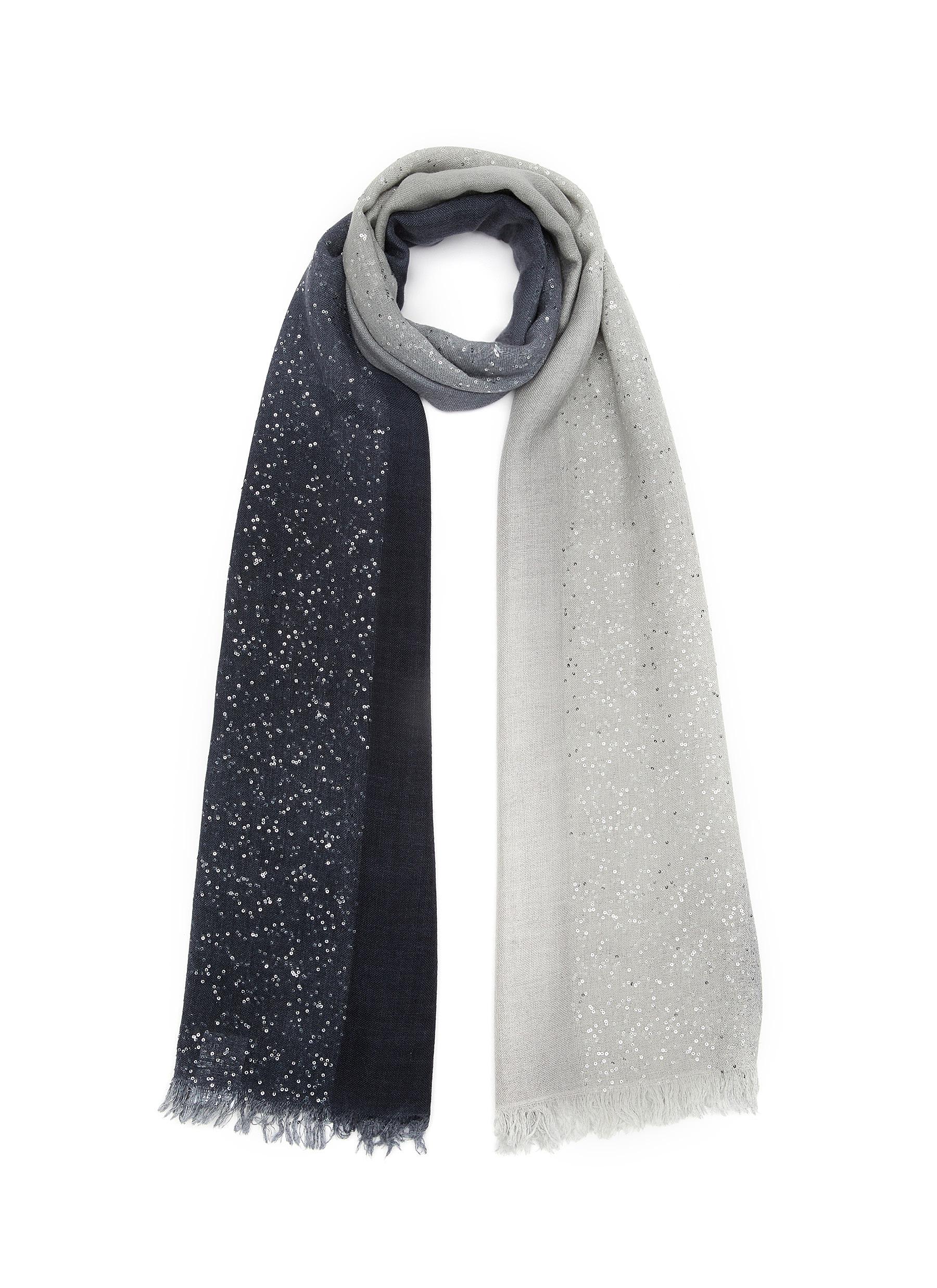 ‘DANIA’ SEQUINED OMBRé VIRGIN WOOL BLEND SCARF