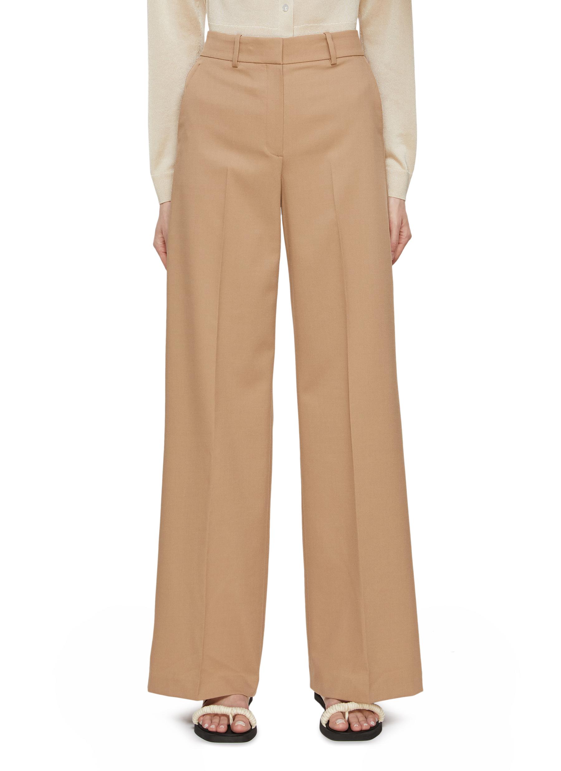 Theory Terena' Pleated Wide Leg Pants In Neutral | ModeSens