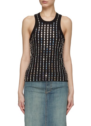GANNI | Rib Knit Beaded Top | Women | Lane Crawford