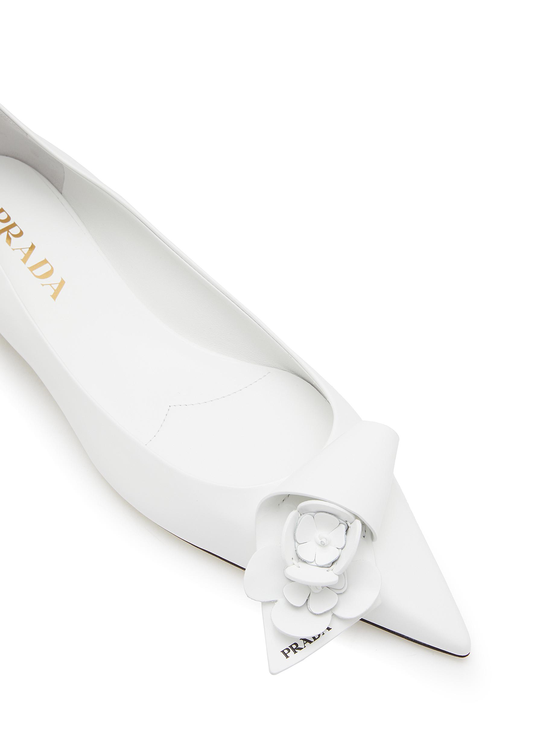 FLOWER BOUQUET EMBELLISHED SPAZZOLATO LEATHER SKIMMER FLATS