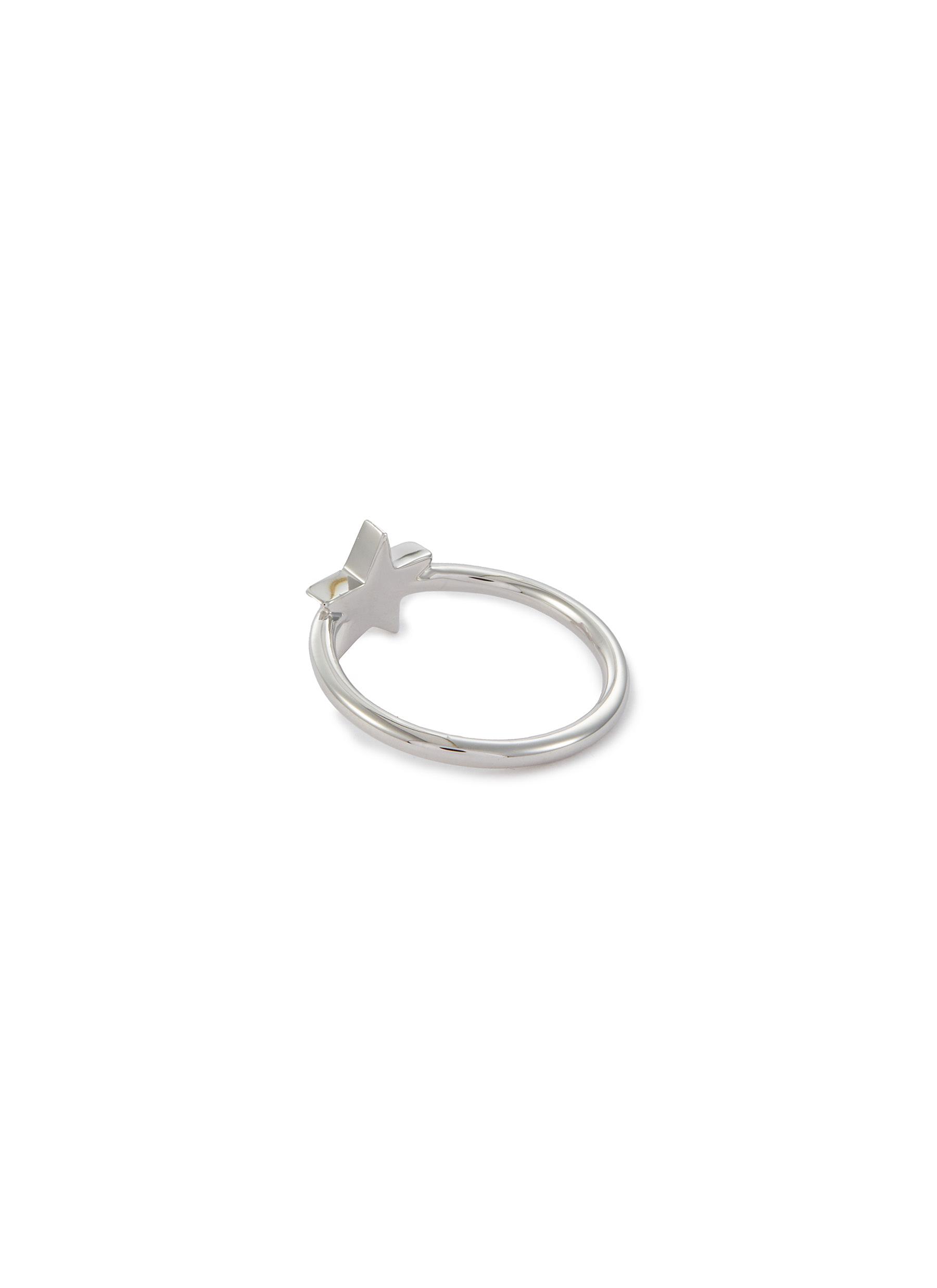 RHODIUM PLASTED STERLING SILVER MINI STAR RING