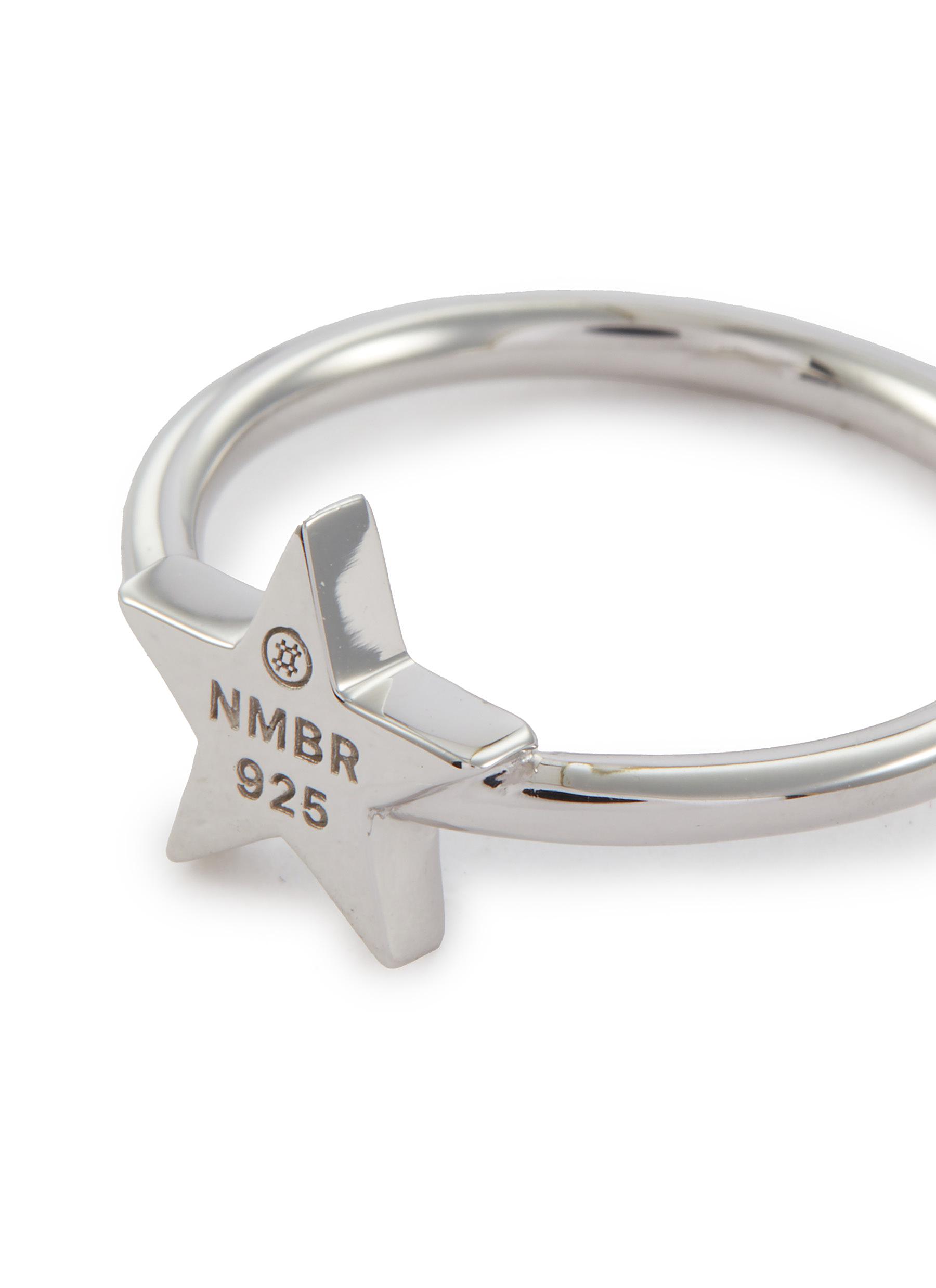 RHODIUM PLASTED STERLING SILVER MINI STAR RING