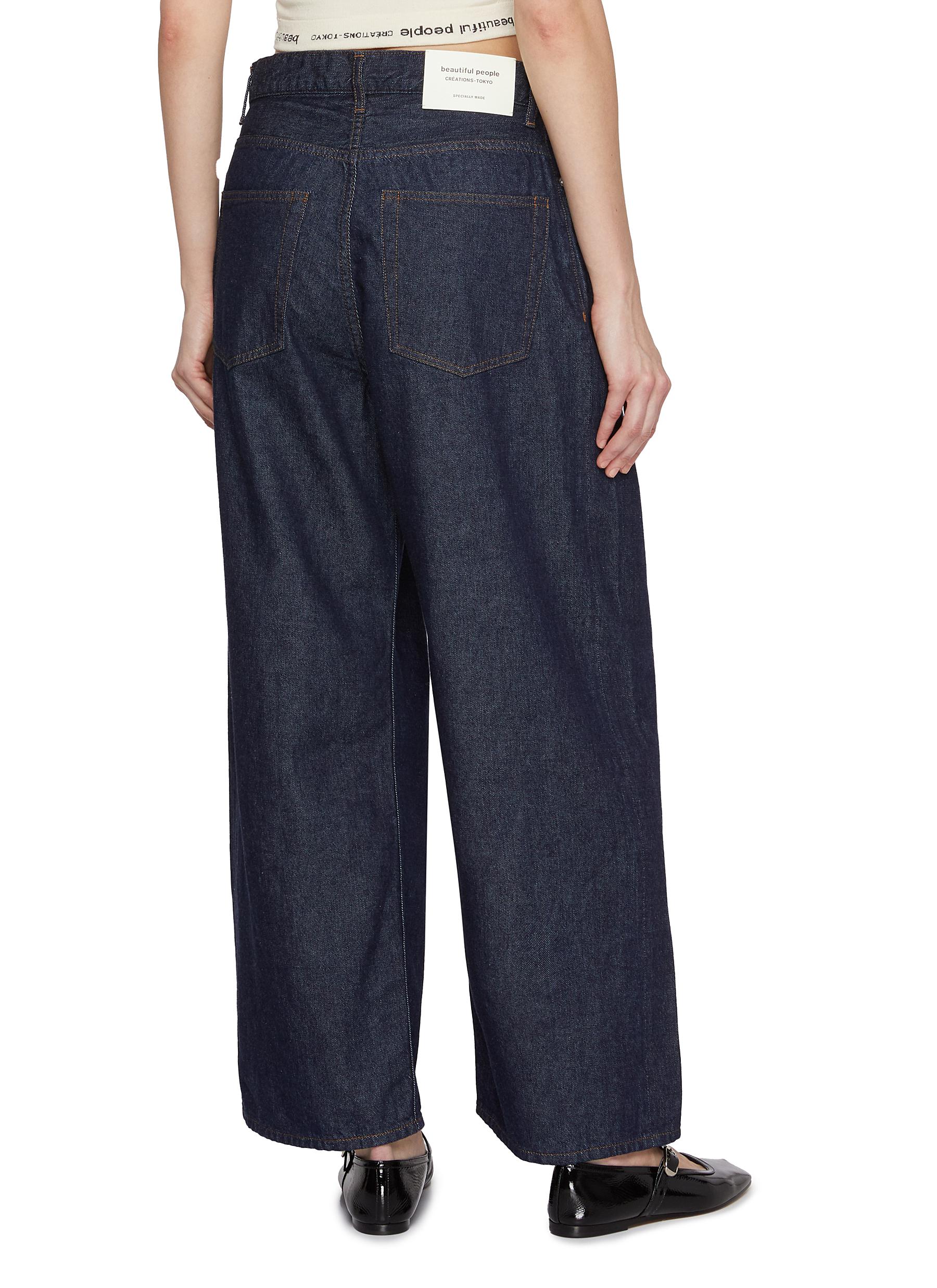 TUCK DETAIL DARK WASH JEANS