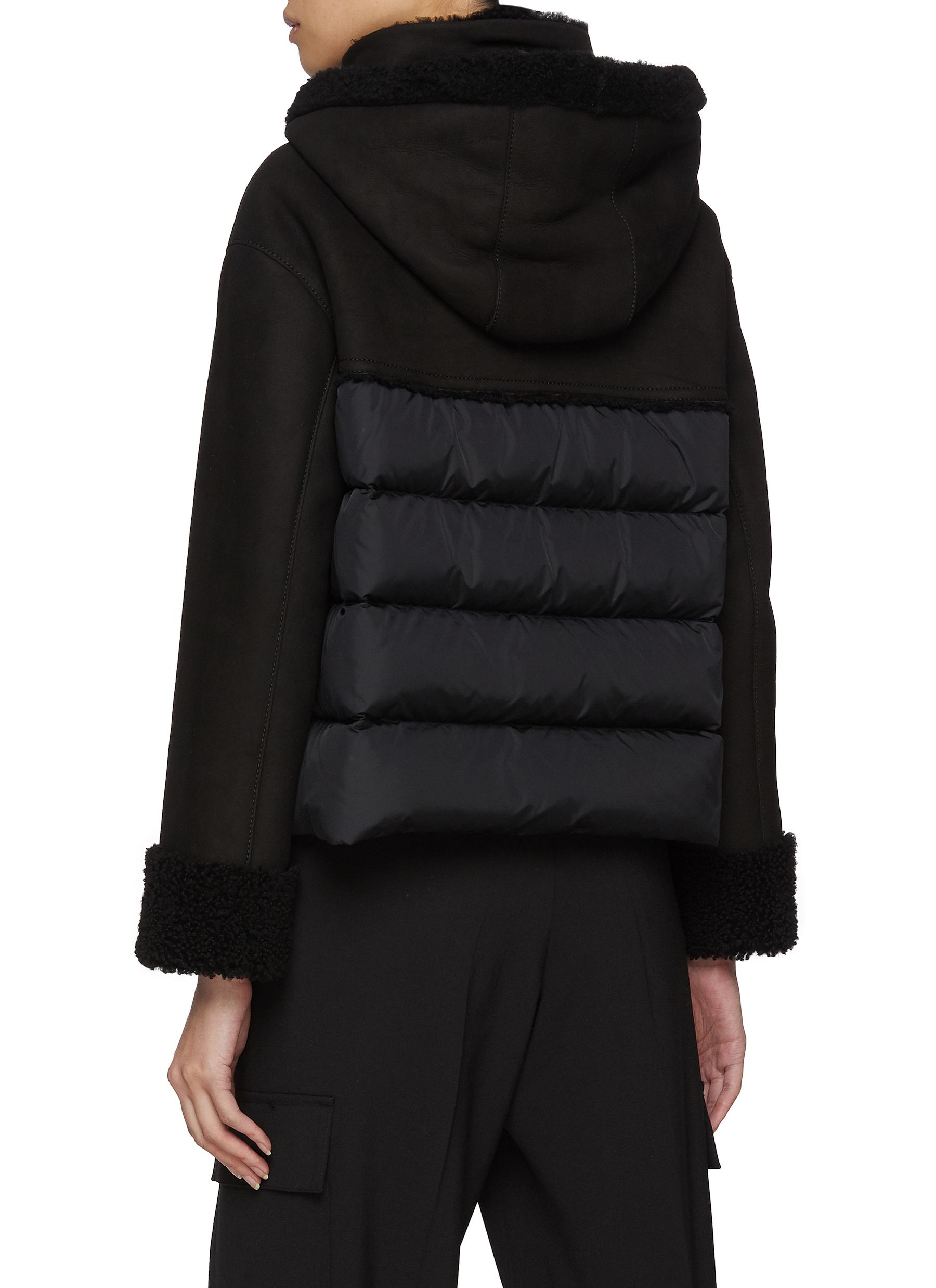 HOODED SHEARLING PUFFER JACKET