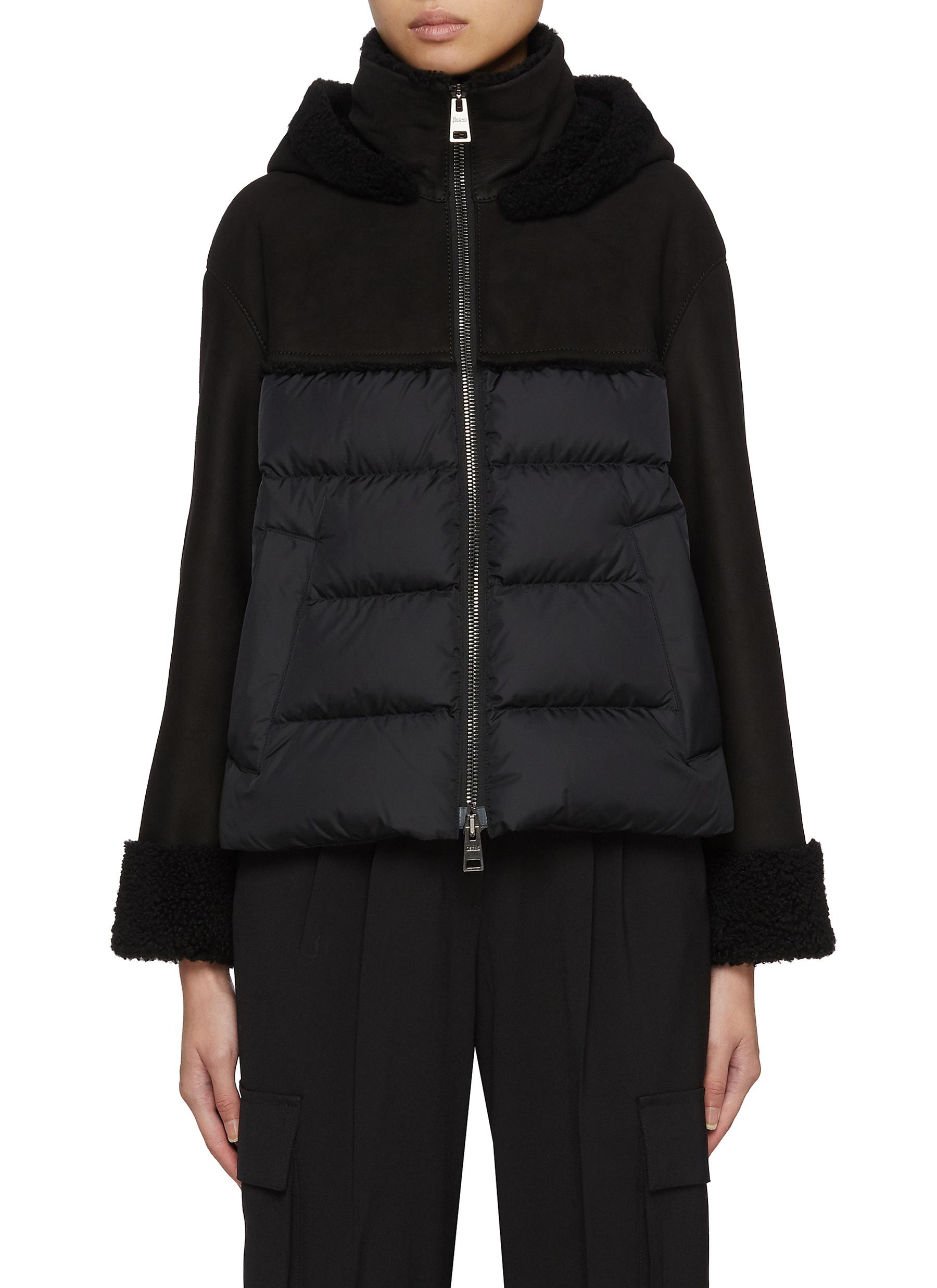 HOODED SHEARLING PUFFER JACKET