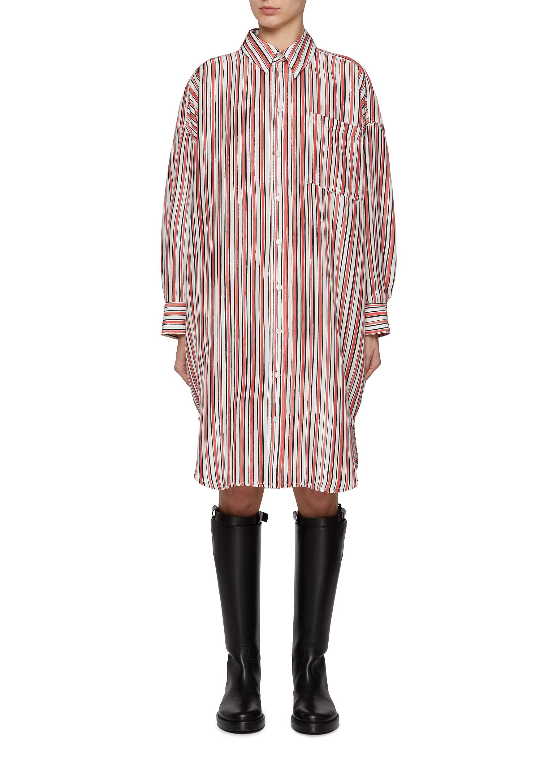 BOTTEGA VENETA | Oversized Striped Silk Shirt Dress | Women BOTTEGA VENETA | Oversized Striped Silk Shirt Dress | Women