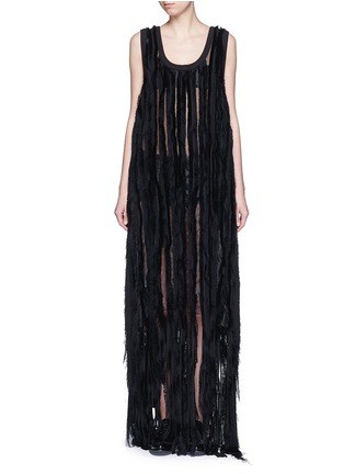 JINNNN | Made-to-OrderSheer silk organza stripe fringe maxi dress | Women | Lane Crawford